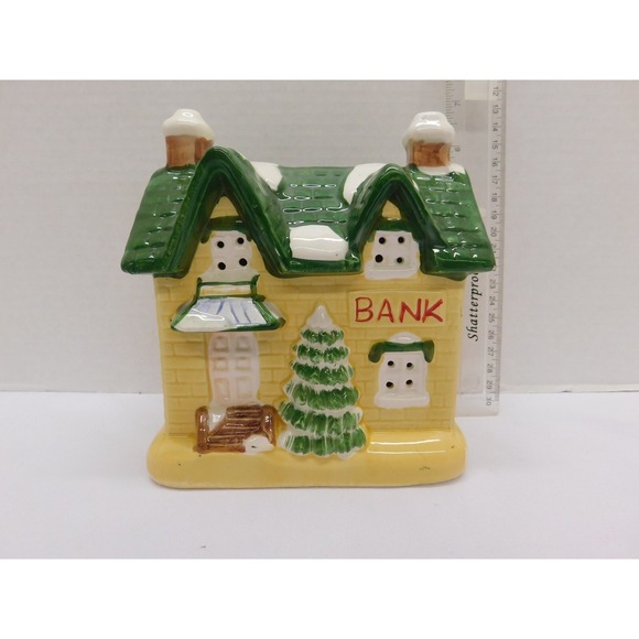 Enesco | Holiday | Vintage Enesco Lighted Hand Painted Ceramic Bank ...